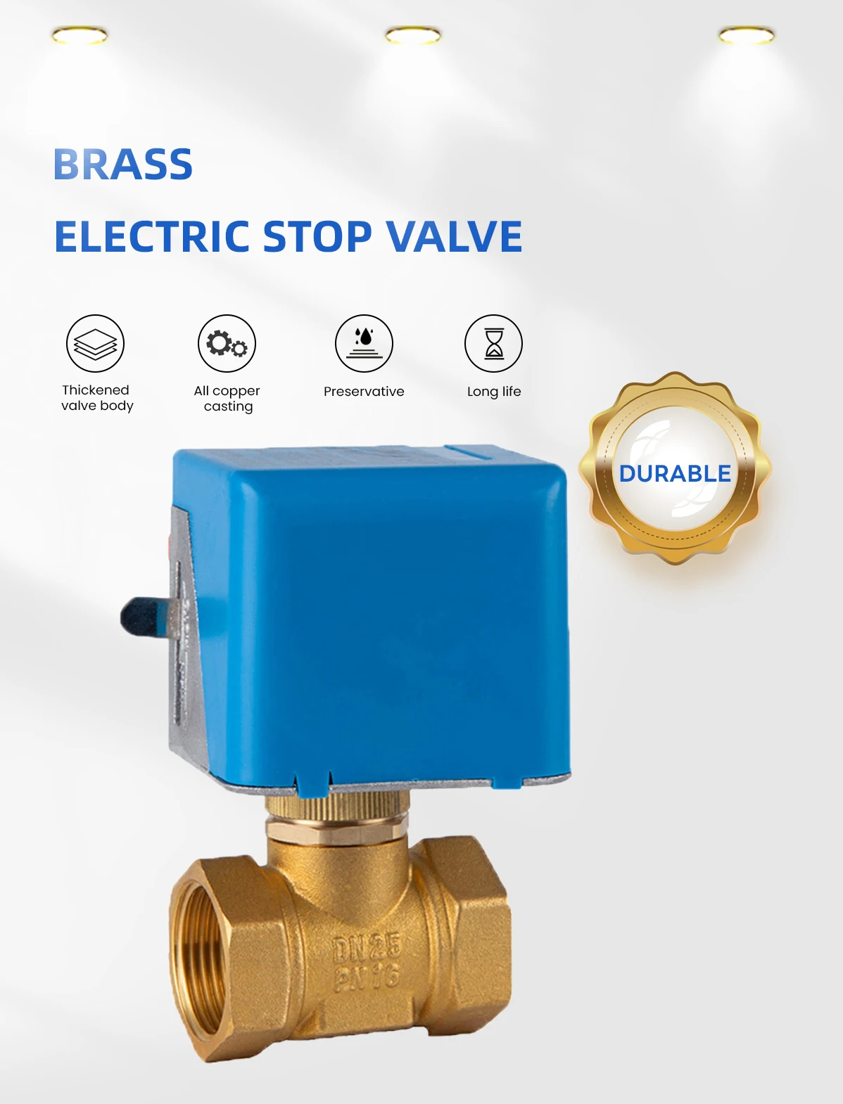 Brass Two-way Central Air Conditioning Electric Shut-off Valve Normally Closed Electric Shut-off ...