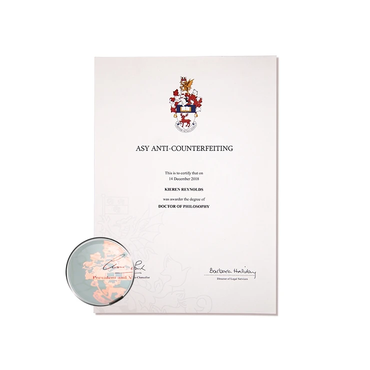 Custom Anti-counterfeit Uv Fluorescent Certificate Of Security Diploma ...