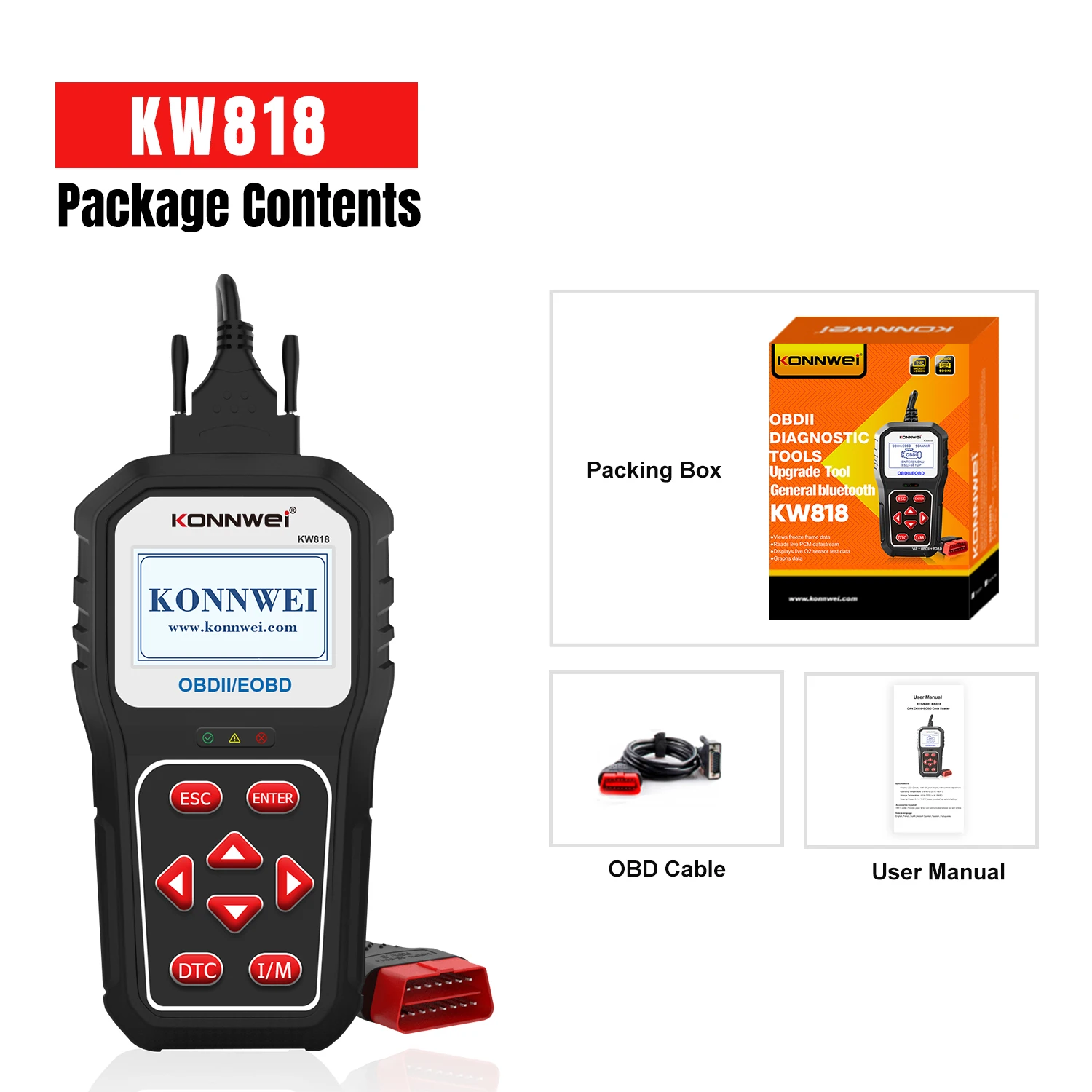 Bluetooth Upgrade Konnwei Kw818 Obd2 Scan Tool Scanner Automotive Auto ...