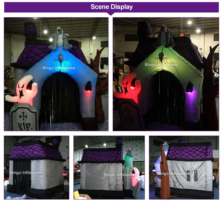Giant Inflatable Haunted House With Led Lights For Halloween-decor ...