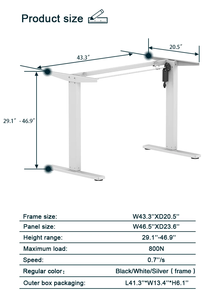 Hot Selling Ergonomic Signal Motor Sit-stand Desk Frame/adjustable ...