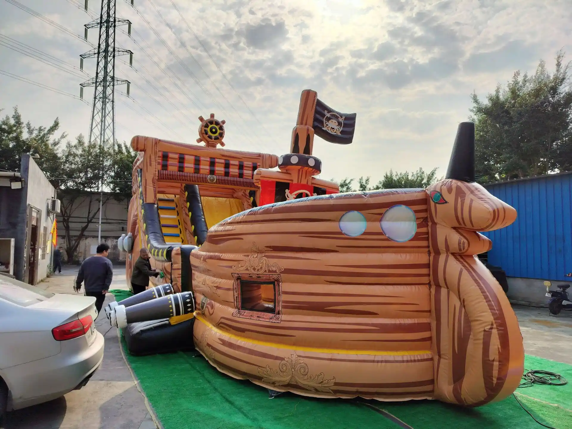 Outdoor Giant Inflatable Pirate Ship Boat Bouncy Jumping Castle With ...