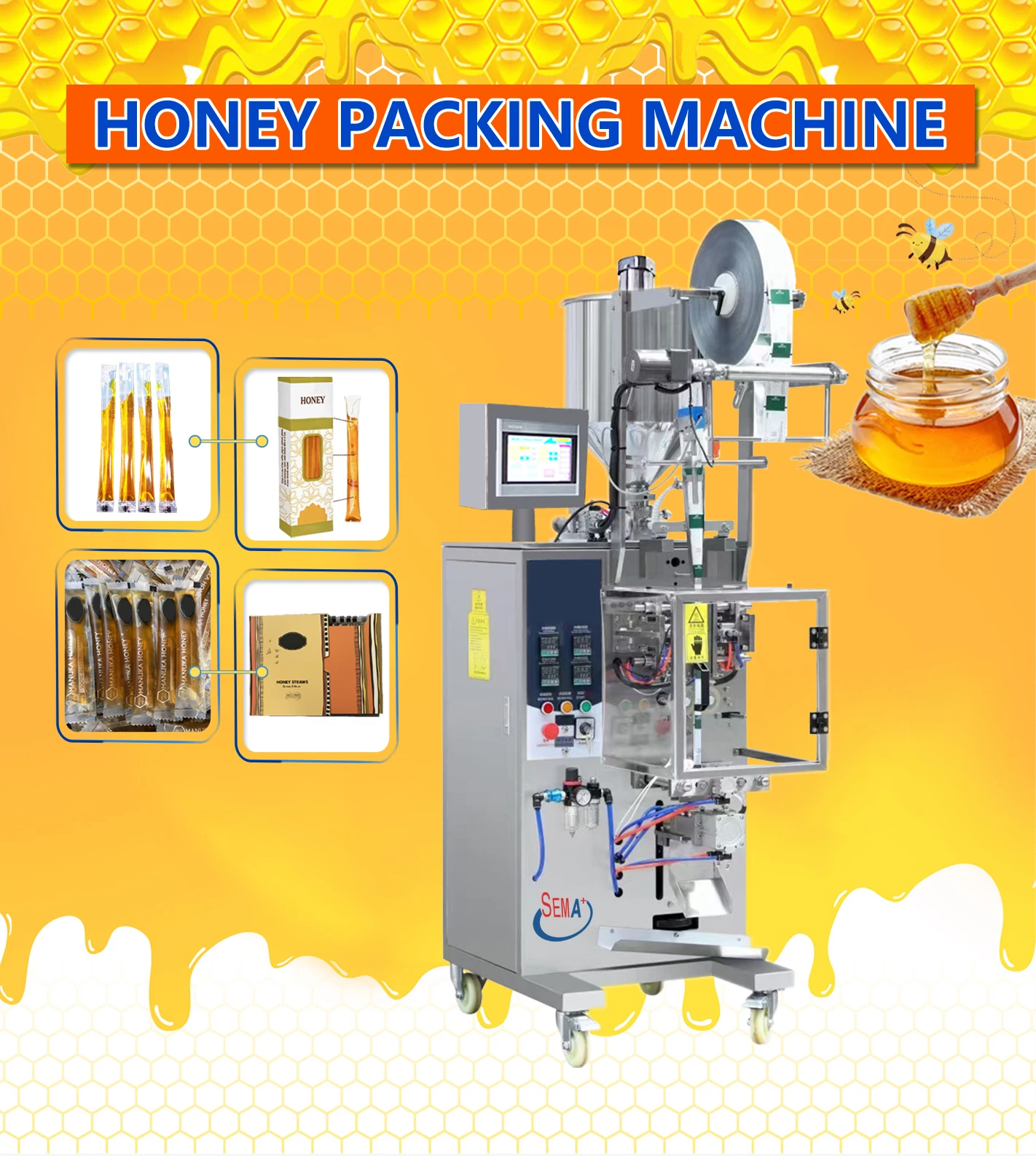 Honey Sachet Packing Machine Automatic Vertical 5-500g Best Honey Stick ...