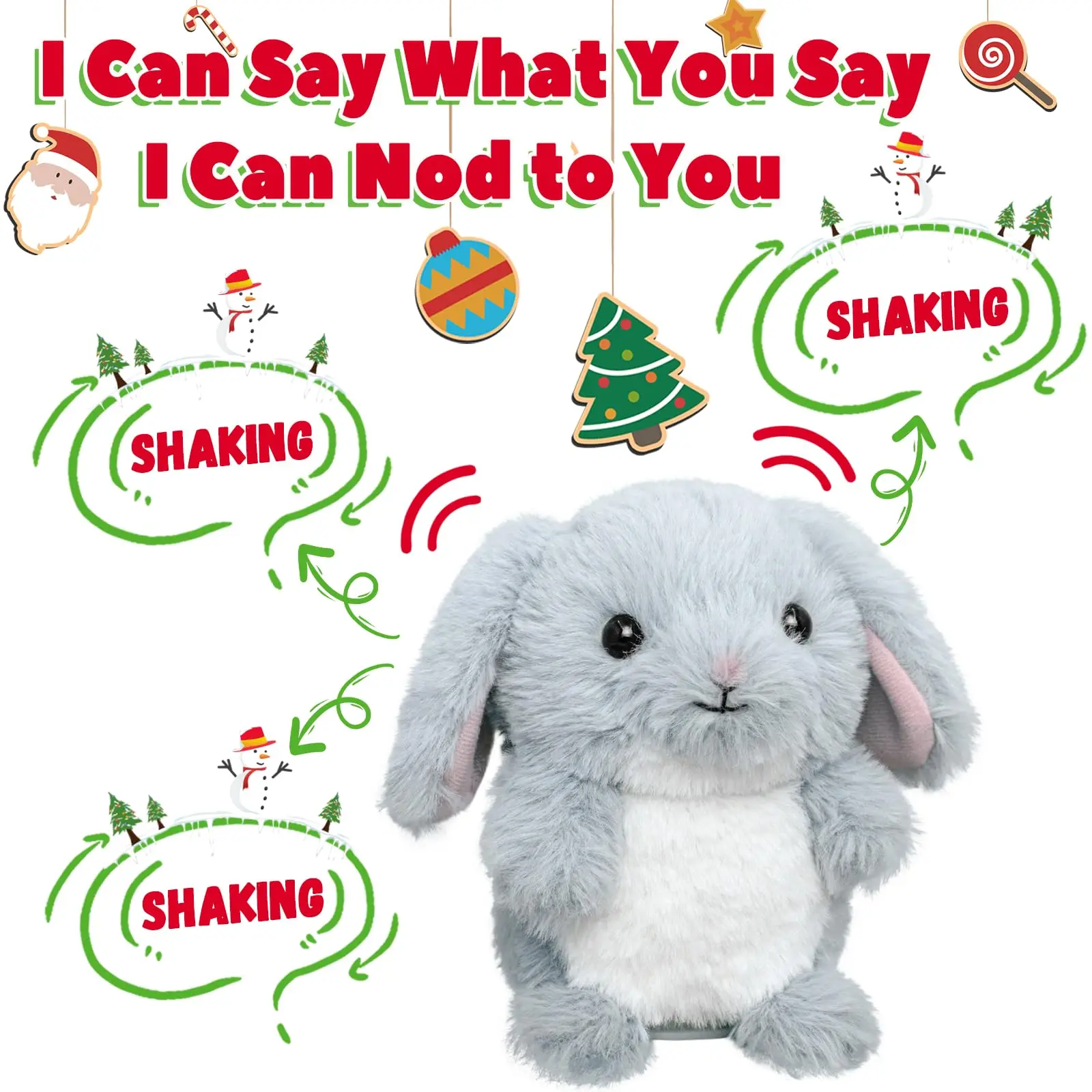 Talking Bunny Plush Toy Electronic Plush Toys Talking Back Rabbit ...