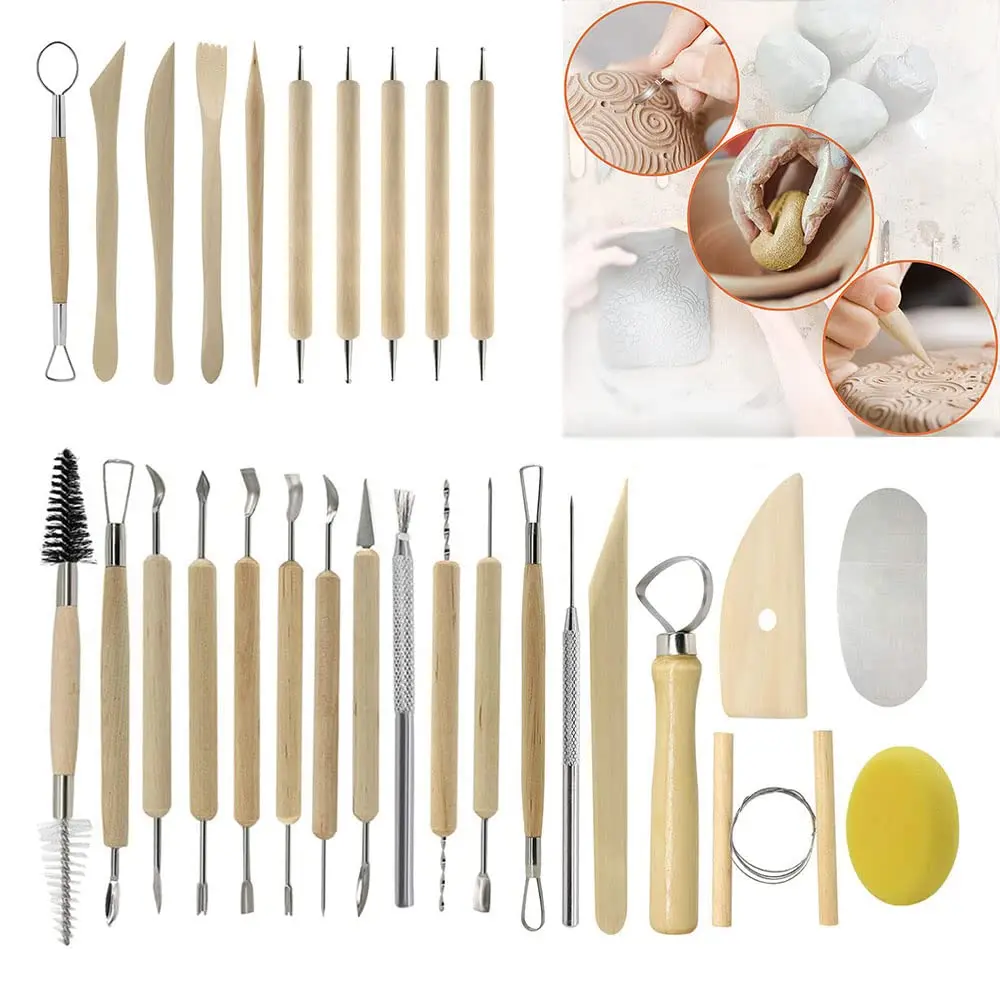 40pcs Ceramic Clay Tools Set Polymer Clay Tools Wooden Pottery ...