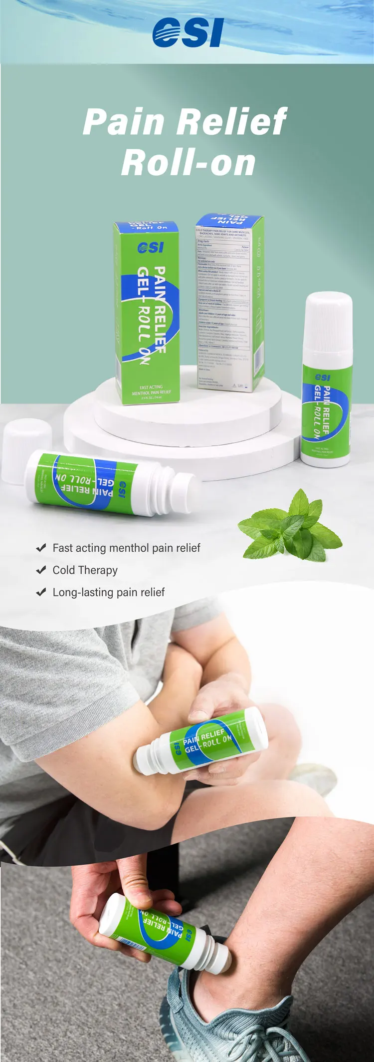 CSI OEM/ODM Fast Acting Menthol Pain Relief Gel & Roll-on