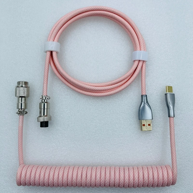 USB C to USB A Coiled Braided Cable for Mechanical Keyboards