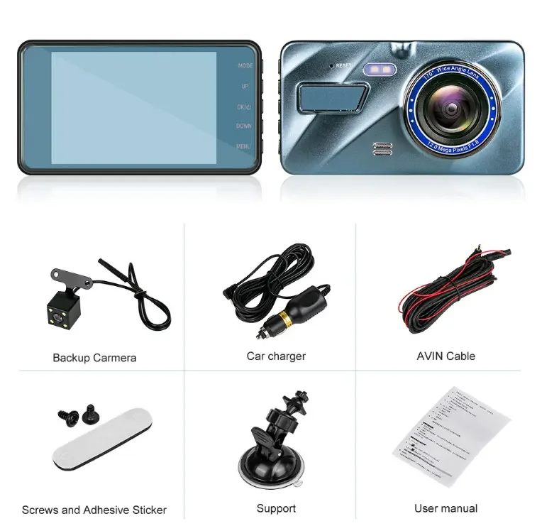 Auto Dual Dashcam 4 Inch Lcd Fhd 1080p Camara Dual Lens Front And Rear ...
