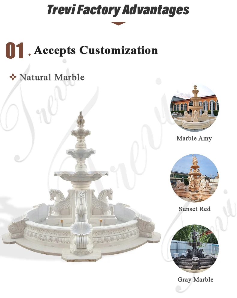 TREVI Custom Large Outdoor Garden Hand Carved Natural Stone Marble Lion ...