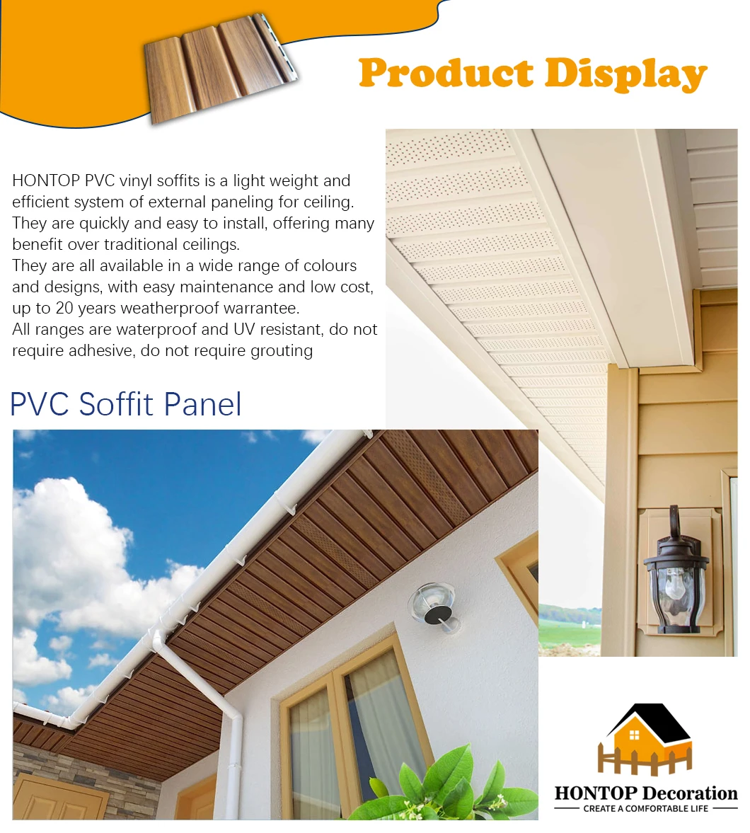 Modern Fireproof Waterproof Exterior Wood Laminated PVC Vinyl Soffit ...