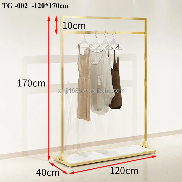High-end Metal Gold Retail Store Display Rack for Dresses - OEM Available