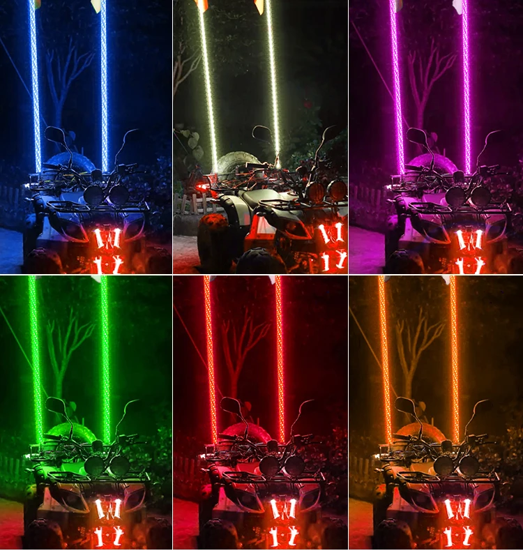 2ft 3ft 4ft 5ft 6ft Flexible Spiral RGB Offroad Flag 5150 Bluetooh UTV ...