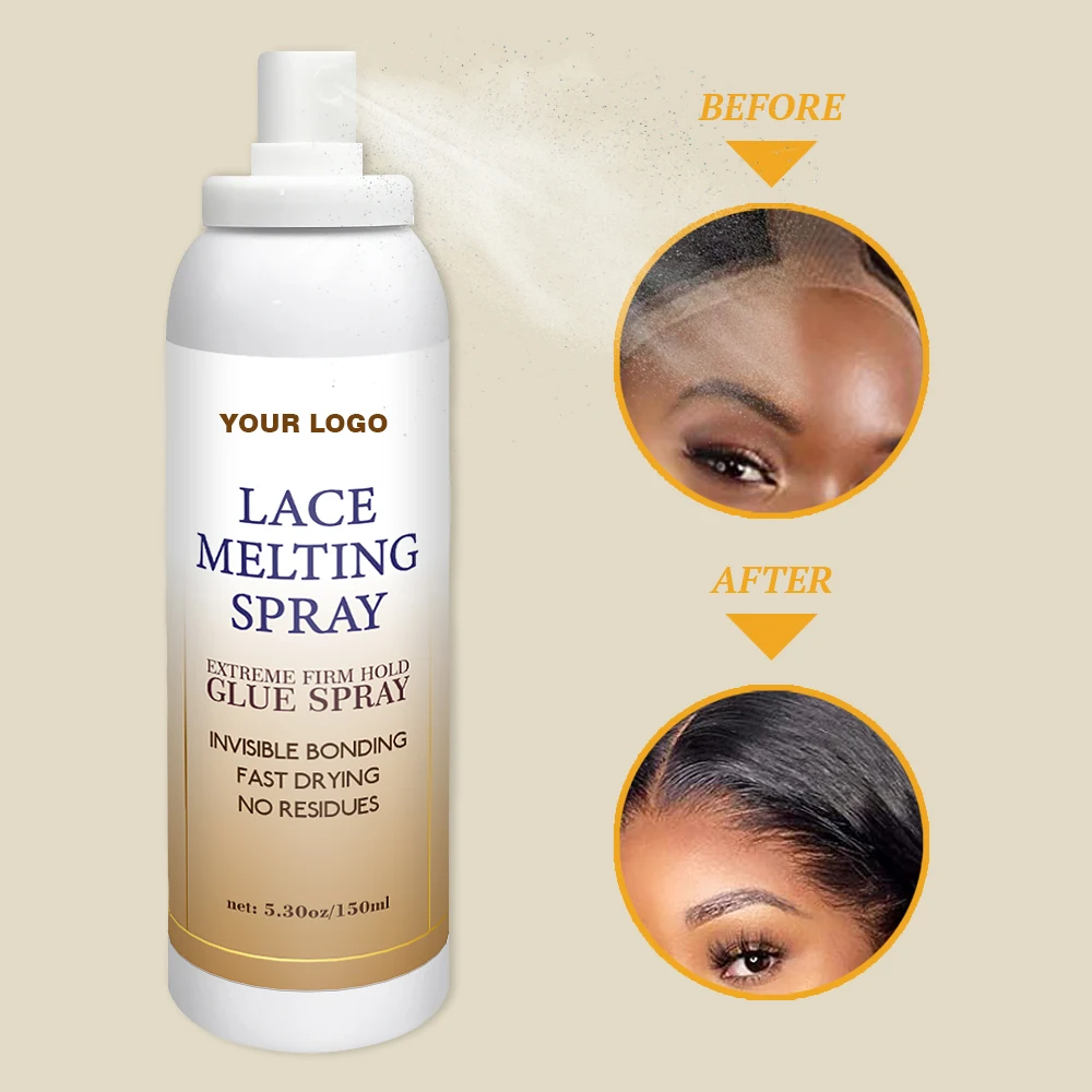 Private Label Lace Melting Spray Waterproof Adhesive Wig Glueless Spray ...
