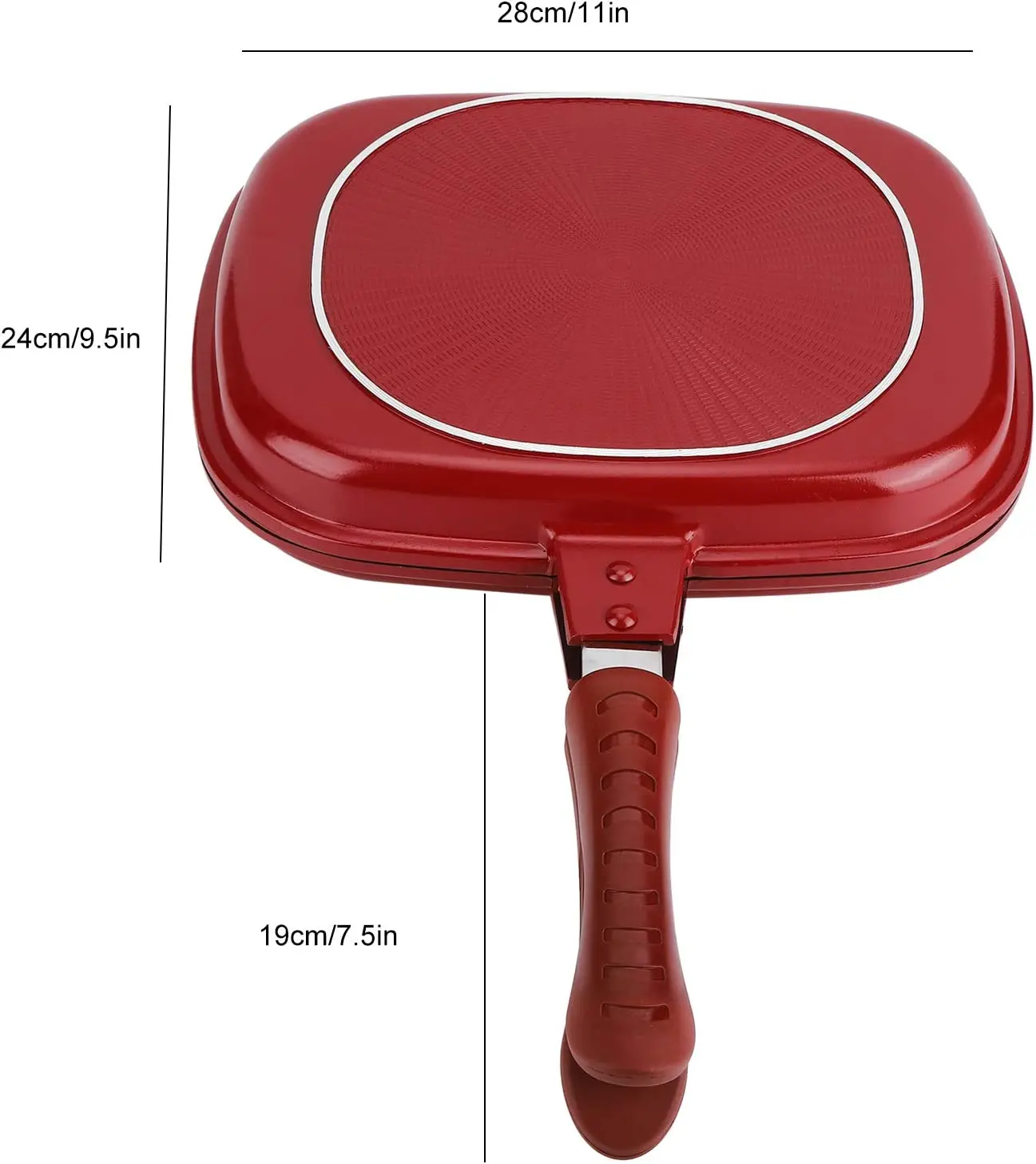 Square Double-Sided Frying Pan - Multi Section Cooking Pan