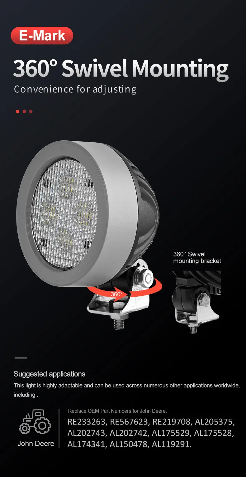 40w Halogen Replacement Round Agricultural Led Work Light Universial ...