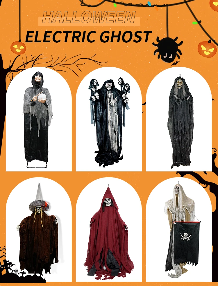 Outdoor Indoor 2024 5ft Skeleton Movable Hanging Ghost Party Halloween ...