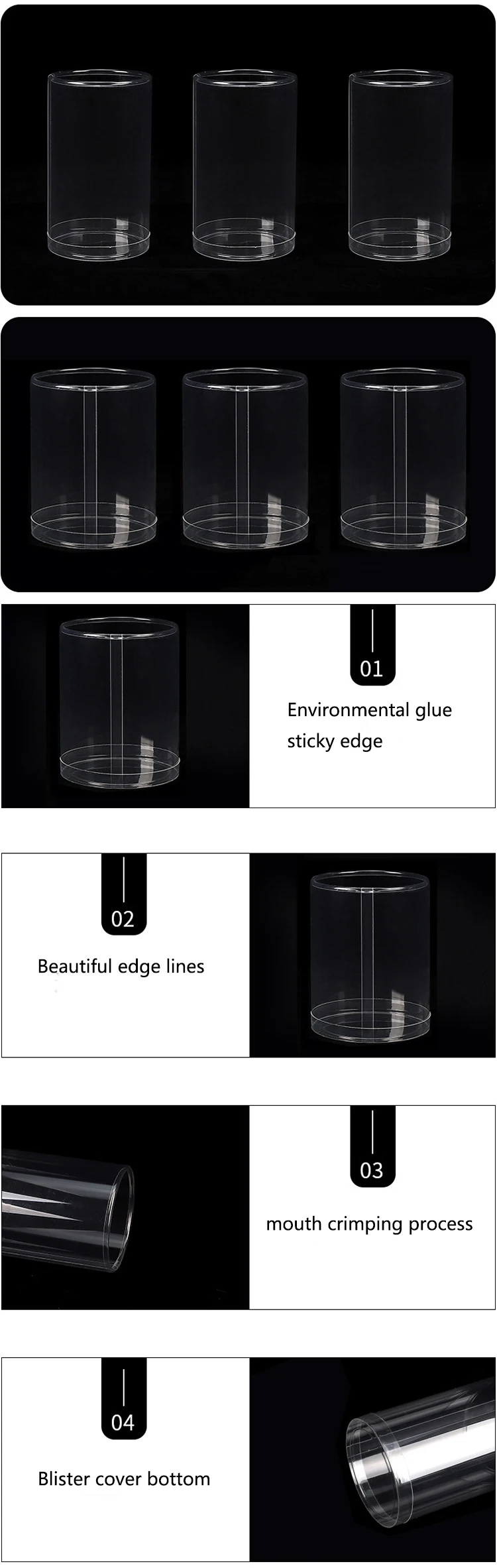 Customized Size Clear Plastic Cylinder Food Packaging