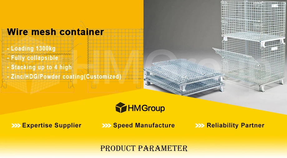 Custom Made Warehouse Stacking Galvanise Folding Steel Wire Mesh Pallet ...