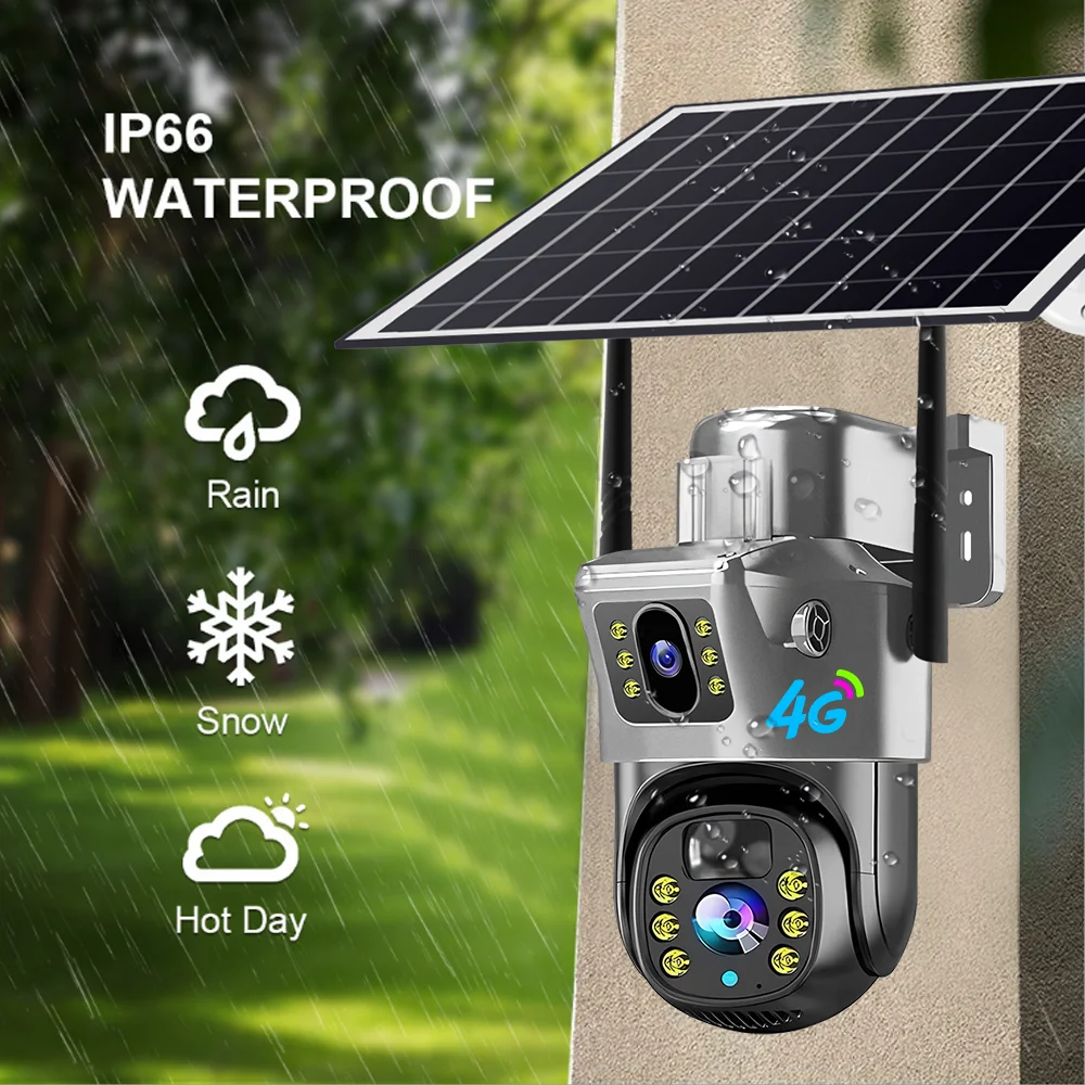 V380PRO Dual Pro Lens 4mp Solar Powered Infrared 4G Camera