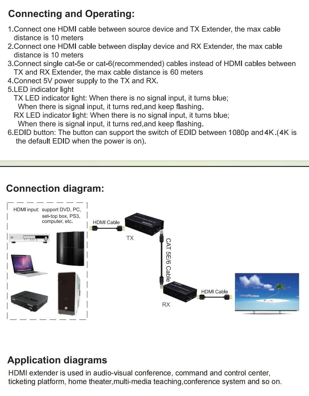 4K HDMI Extender with Transmitter and Receiver 100M Range Metal Adaptor ...