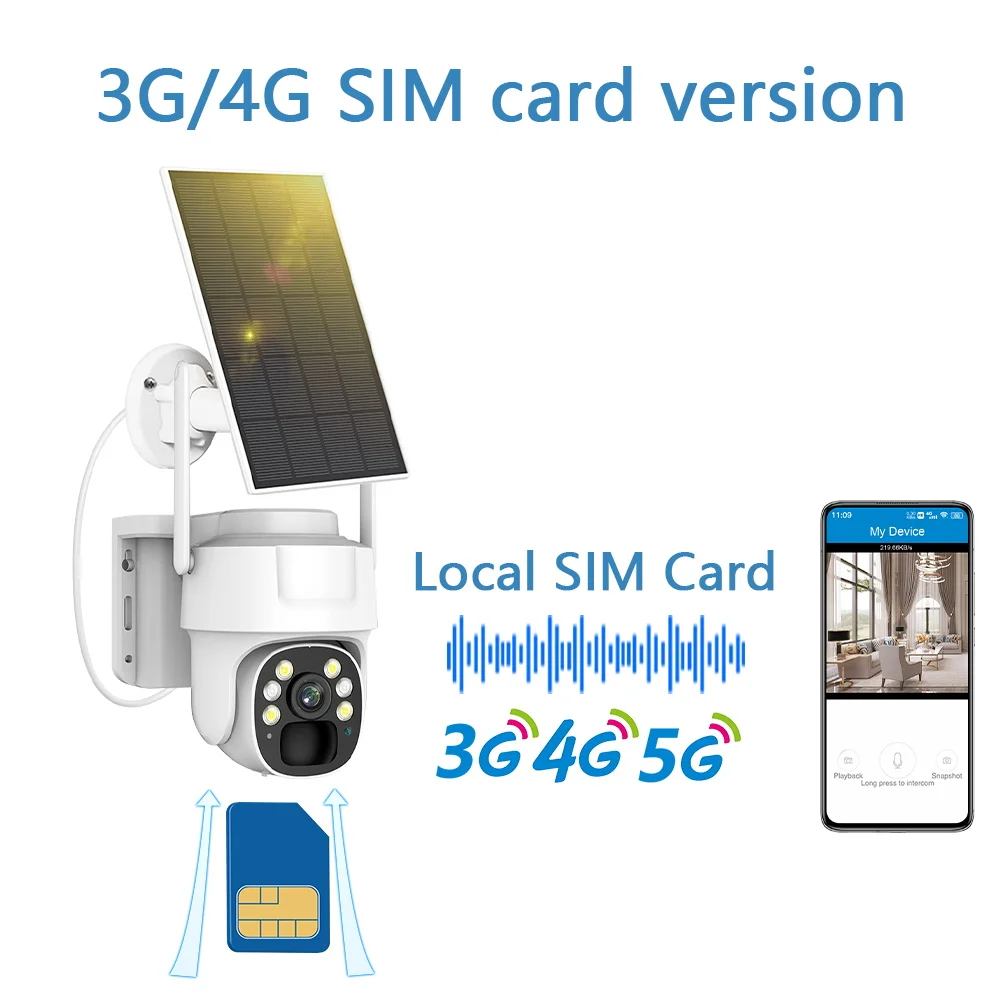Solar Powered 4G IP PTZ Camera with Night Vision & Sound