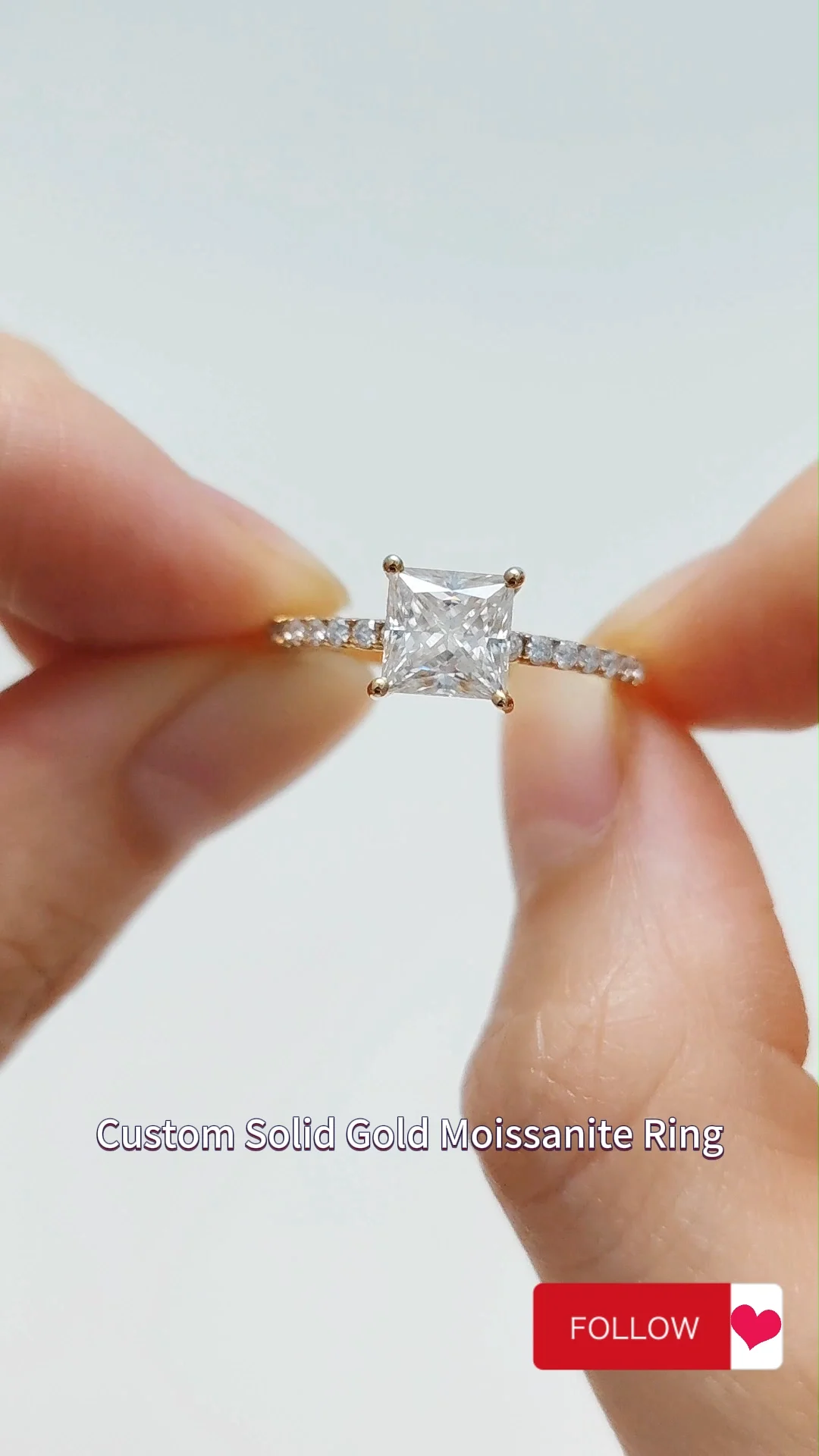 Custom Solid Gold Women Jewelry Simple Designs Princess Cut Moissanite ...