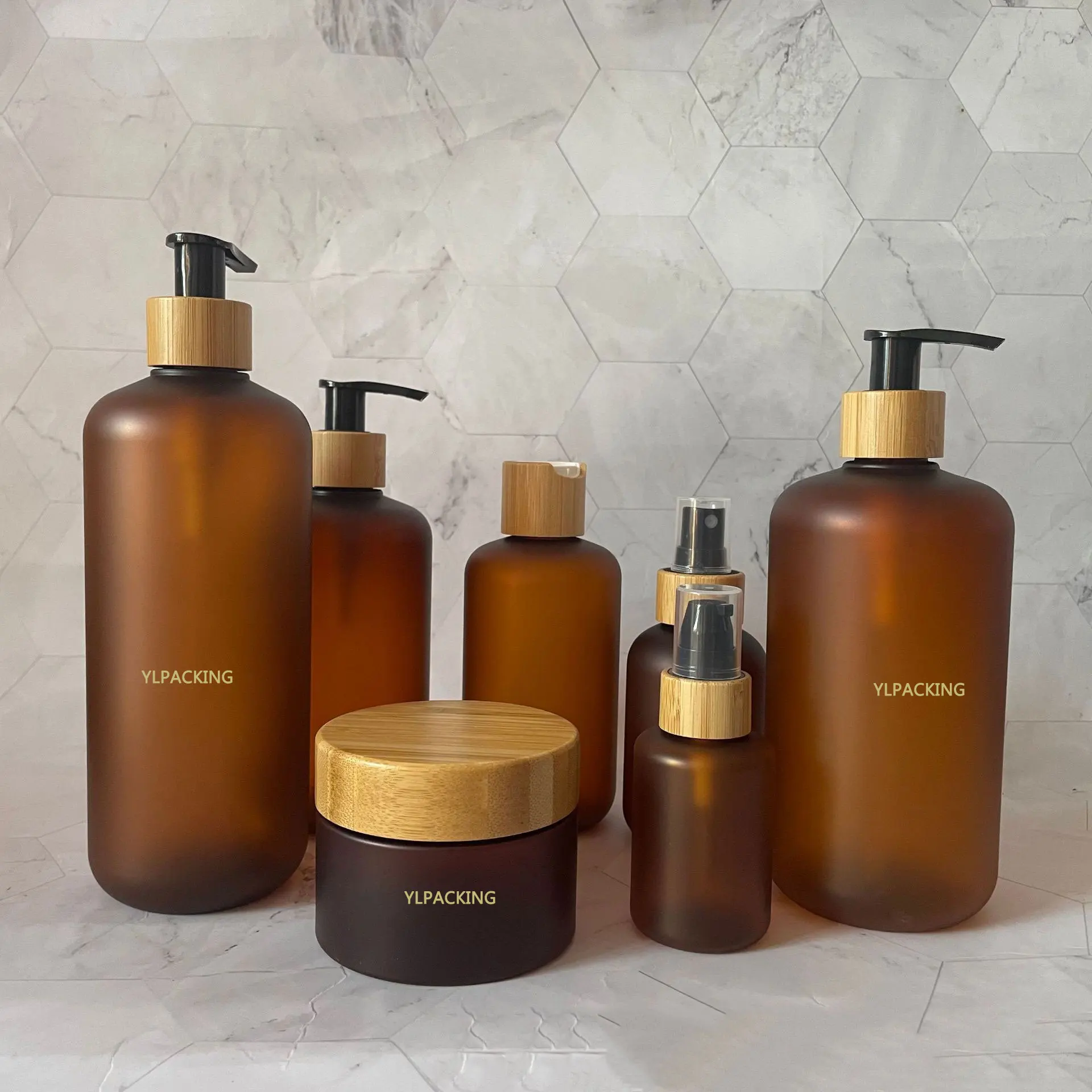 Amber Pet Spray Bottle Set - 250ml & 500ml Lotion Pump - Customize Odm