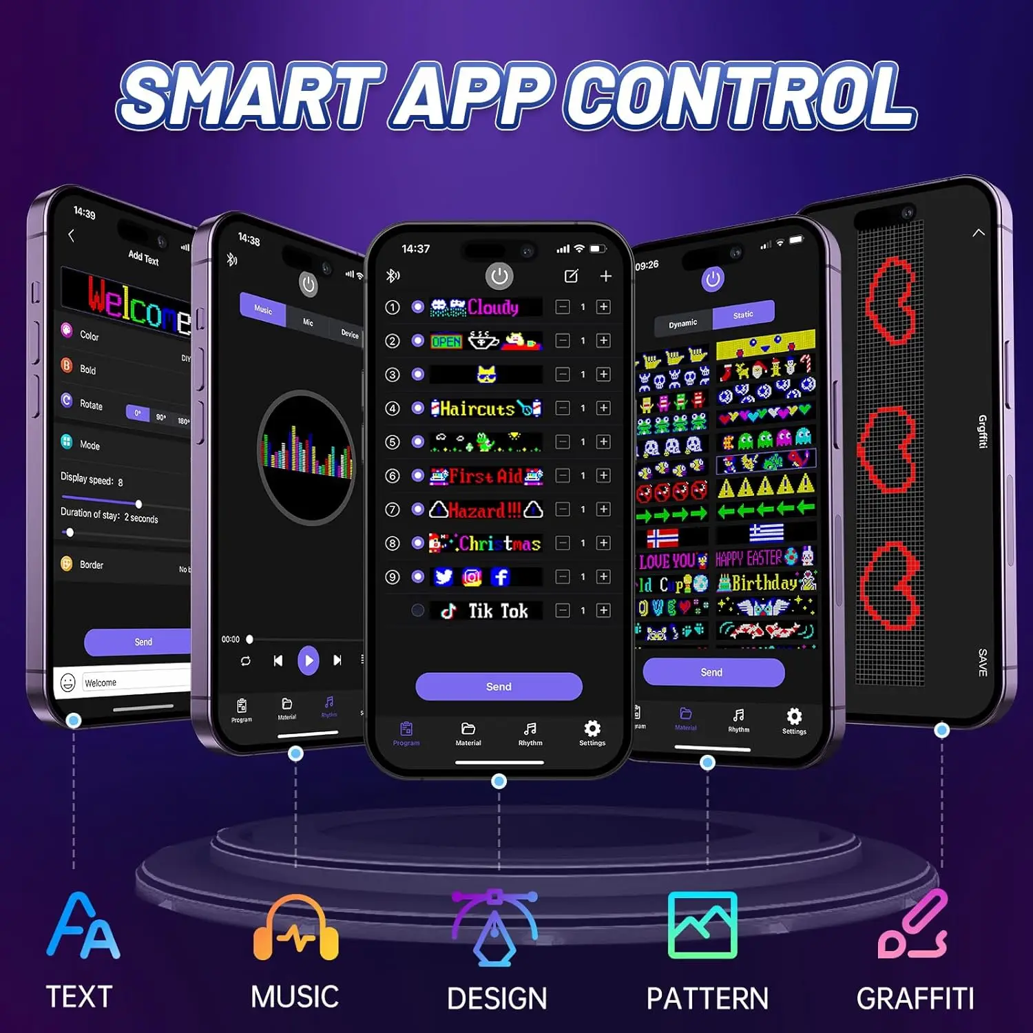 Programmable LED Scrolling Sign With Remote 12V Flexible Advertising ...