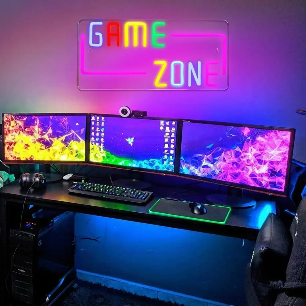Game Zone Colourful LED Neon Sign Wall Decoration for Playground ...