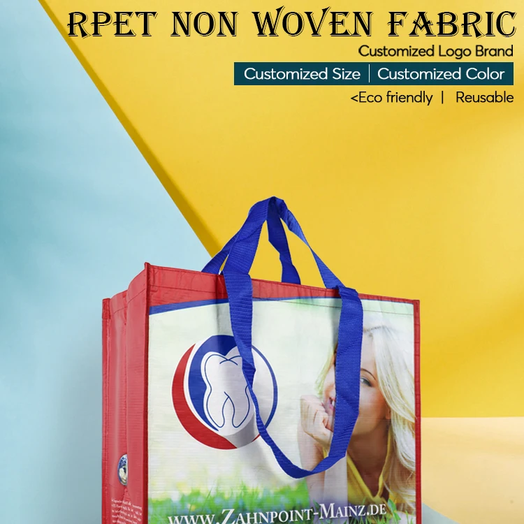 Promotional Handled Shopping Bag Custom Printed Cartoon Design Recycled ...