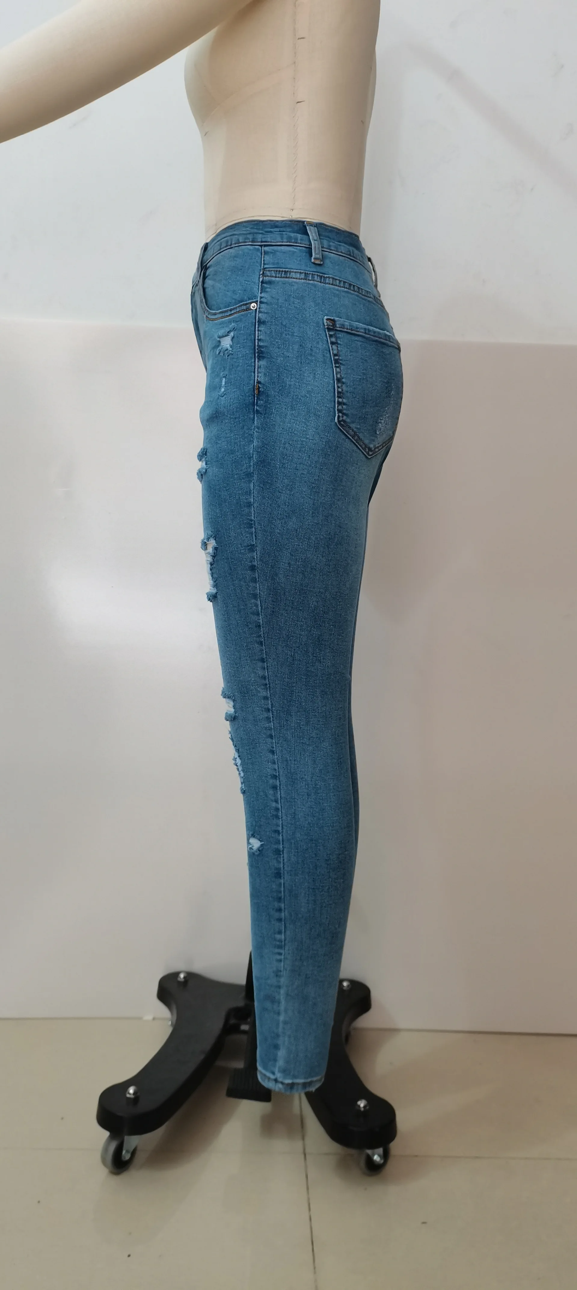 Hot Style Slim Fit Buttock Lift Small Feet Ripped Women Jeans Pencil ...