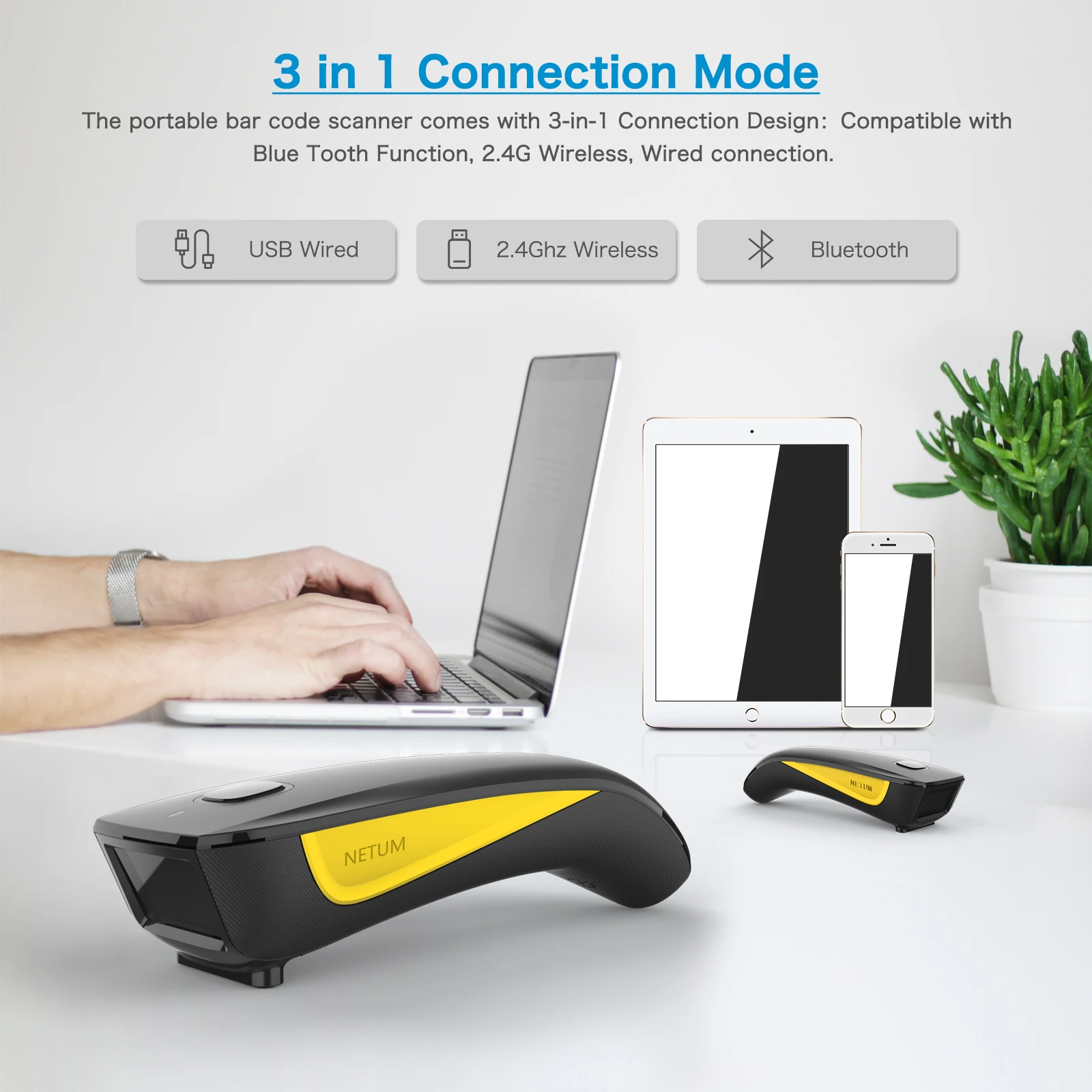 Compact Wireless 2d Barcode Scanner Mini Handheld Rfid Reader
