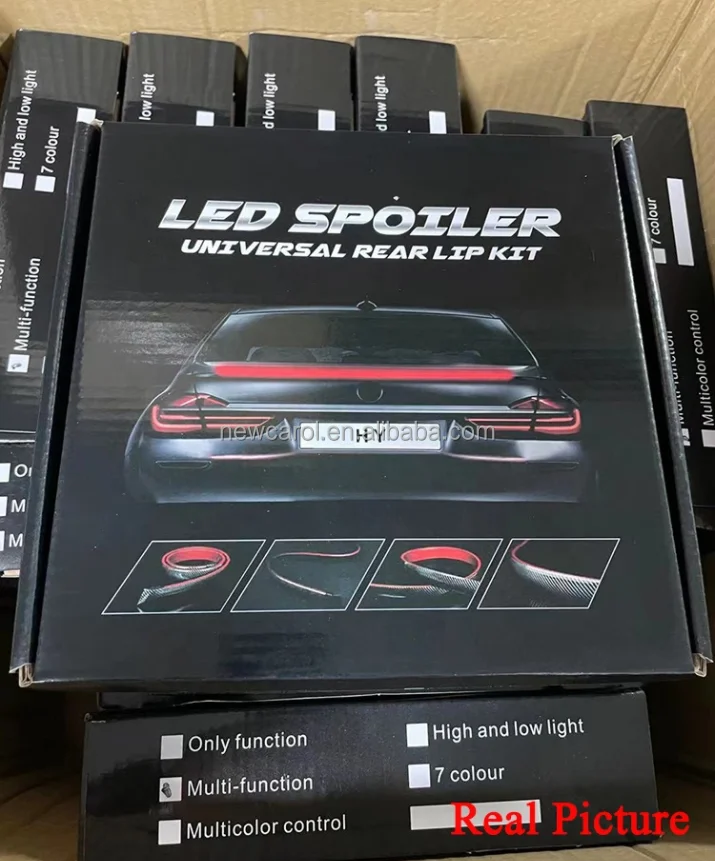 Universal Red LED Warning Light Spoiler - Black Carbon Fiber