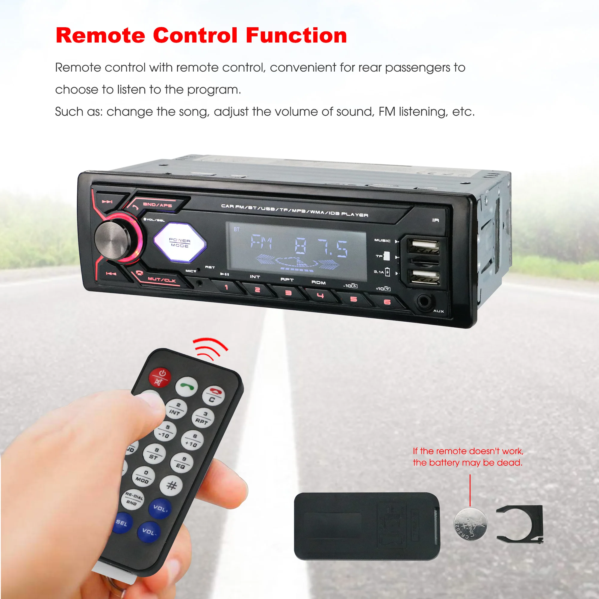 Auto Radio Built-in Car Stereo MP3 Player - 1DIN System