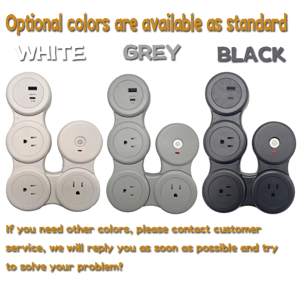 2302 Us Plug Extension Socket Snake Shape Pd 20w Fast Charge 3 Outlet ...