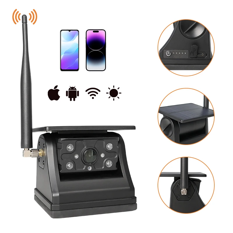 Wireless Rear View Camera with Solar Magnet & Built-in Battery