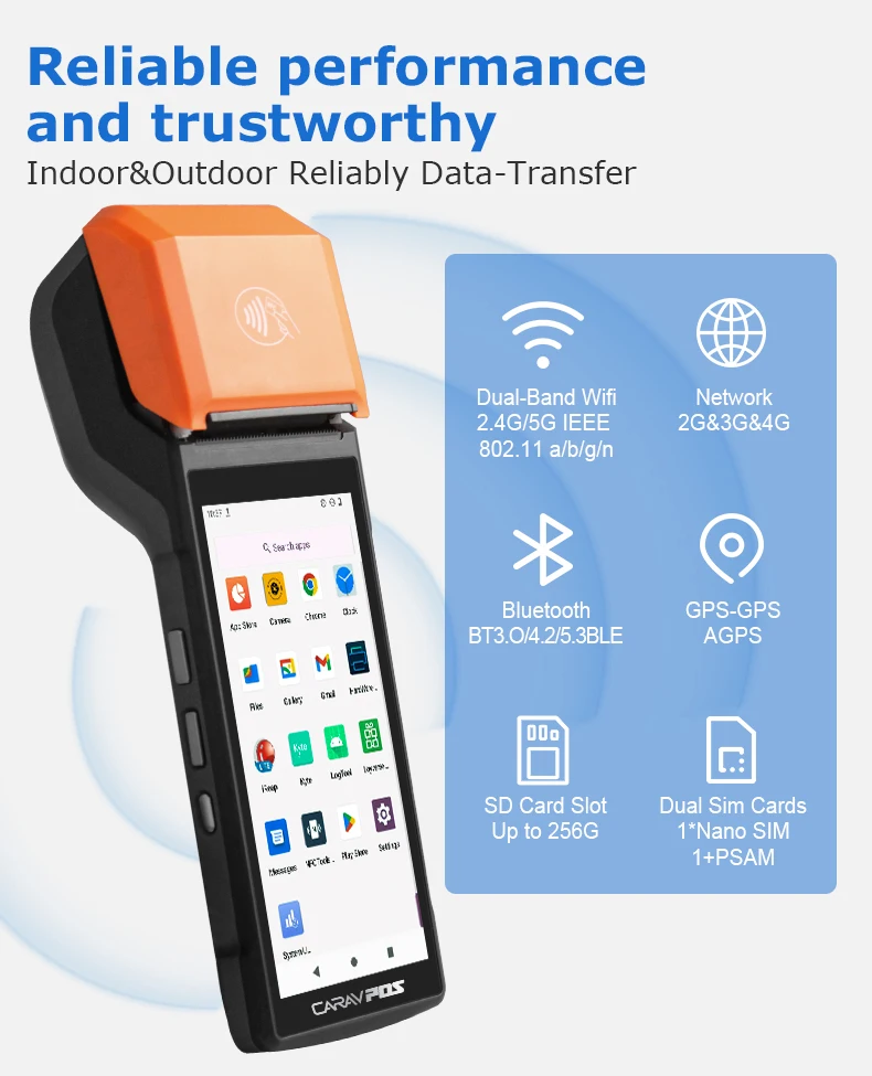 POS Terminal Android 13 8 Core Handheld Smart POS Printer