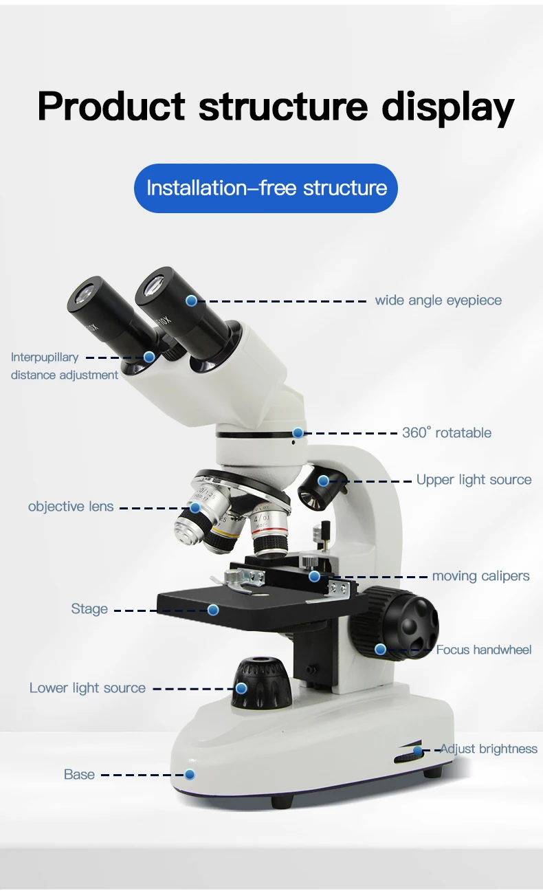 EOC HD Image Biological Binocular Microscope 10x Objective for Optical ...