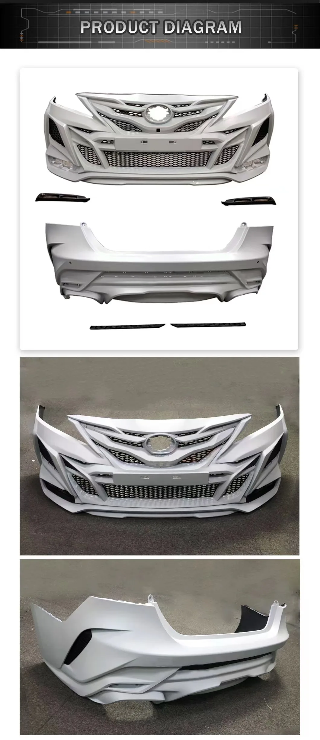 Factory Direct Toyota Camry 2018-2021 Body Kit, KHAN Style Front & Rear ...