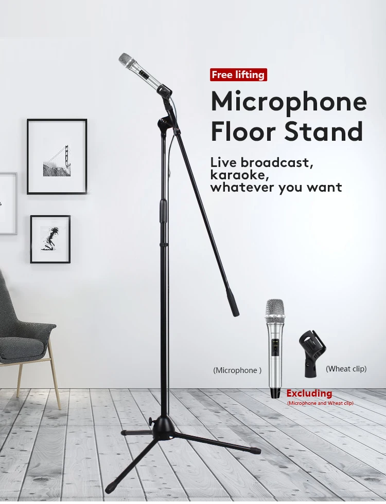 Heavy Duty Tripod Base Adjustable Height Microphone Stand With Folding ...