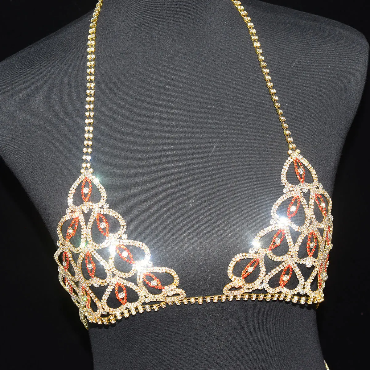 Shiny Pearl Rhinestone Heart Body Chain Jewelry Ladies Crystal Body ...