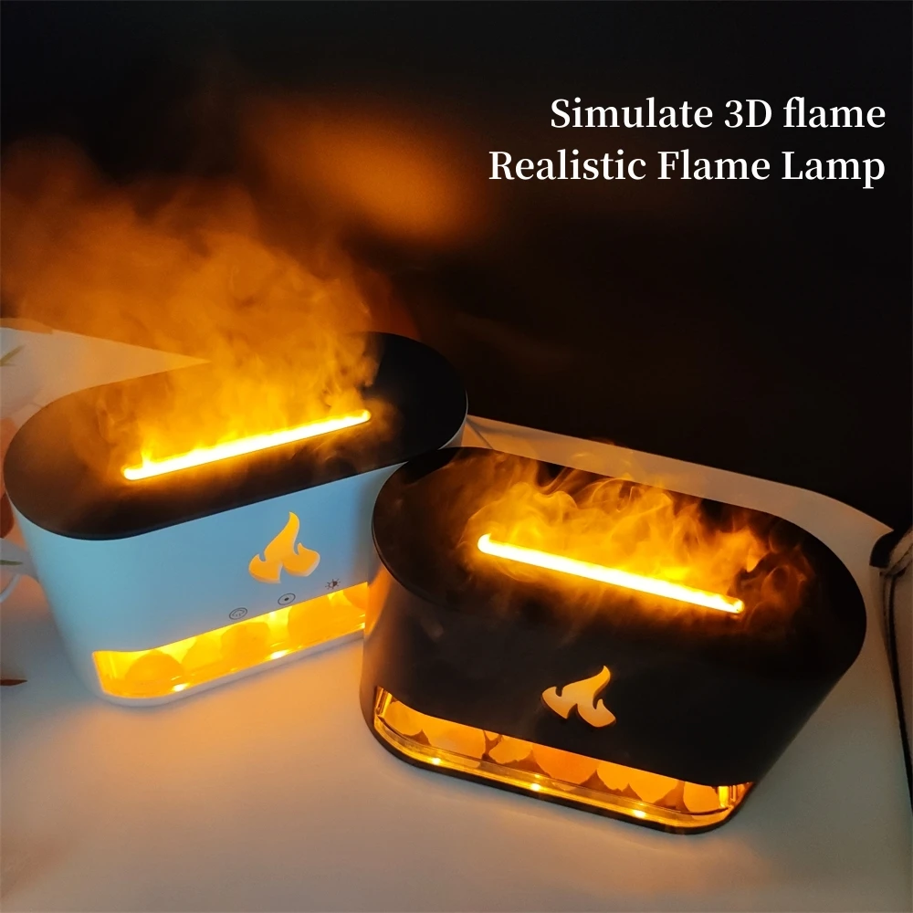 Customized Logo Ultrasonic Flame Aroma Diffuser - Himalayan Salt Lamp