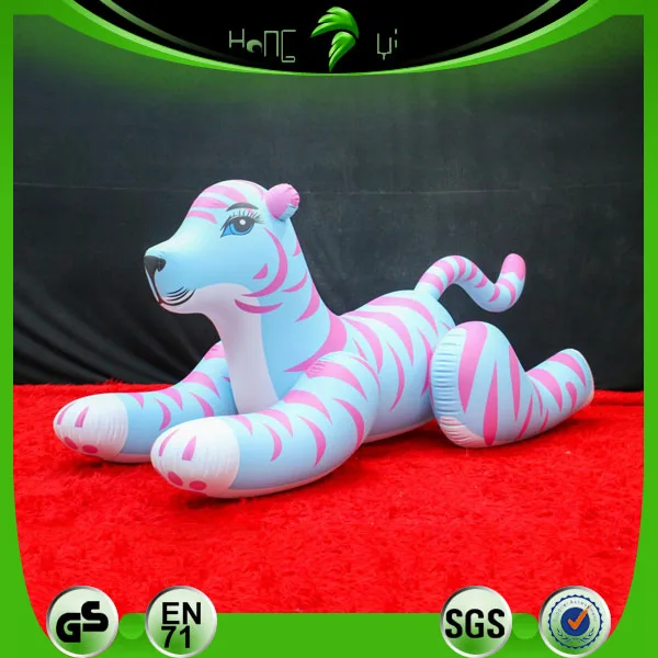 Blue Pink Inflatable Custom Tiger With Attractive Eyes Laying ...