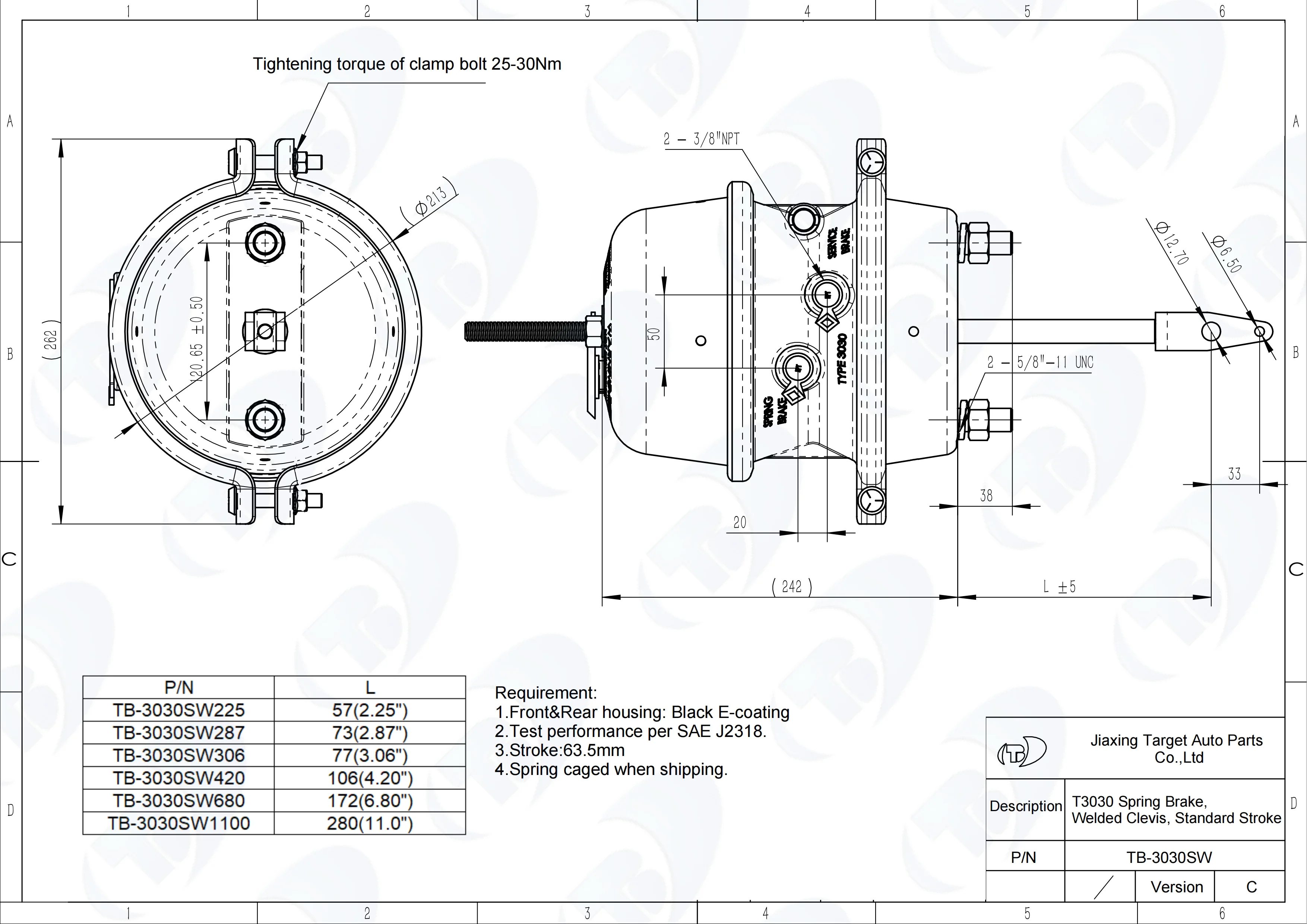 Truck Brake System Parking Brake Actuator T30/30 Truck Drum Heavy Duty ...