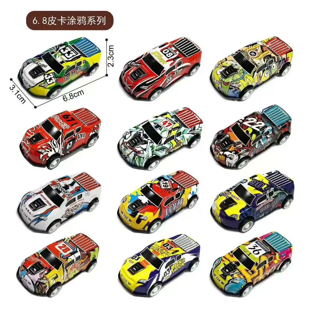 Metal Surface With Printed Children's Toys Pull Car Inertia Car Toys ...