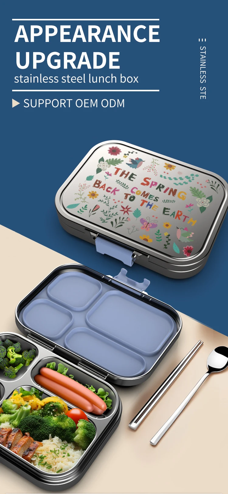 Portable Bento Lunch Box with Compartment 304 Stainless Steel Simple ...