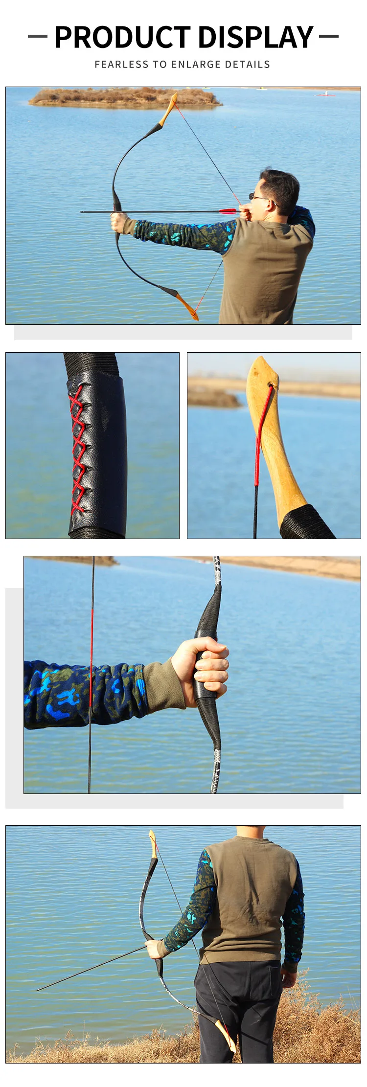 Traditional Recurve Bow And Arrow Archery Hunting Wood One Piece ...