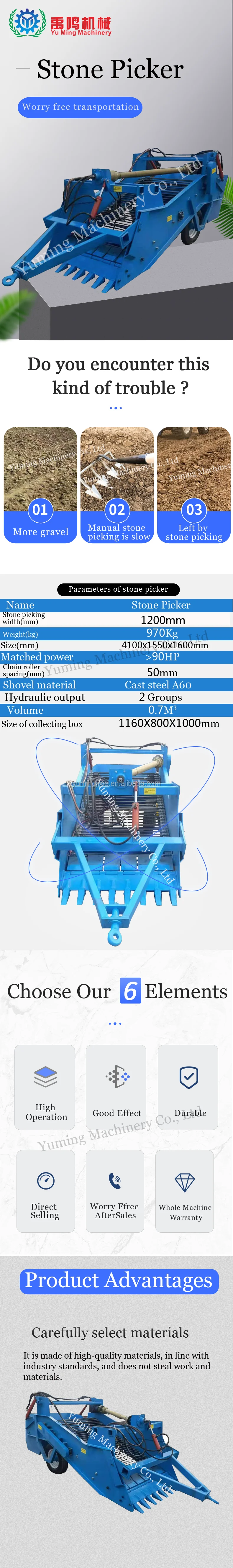 Efficient Stone Picking with Yuming Rock Picker Machine