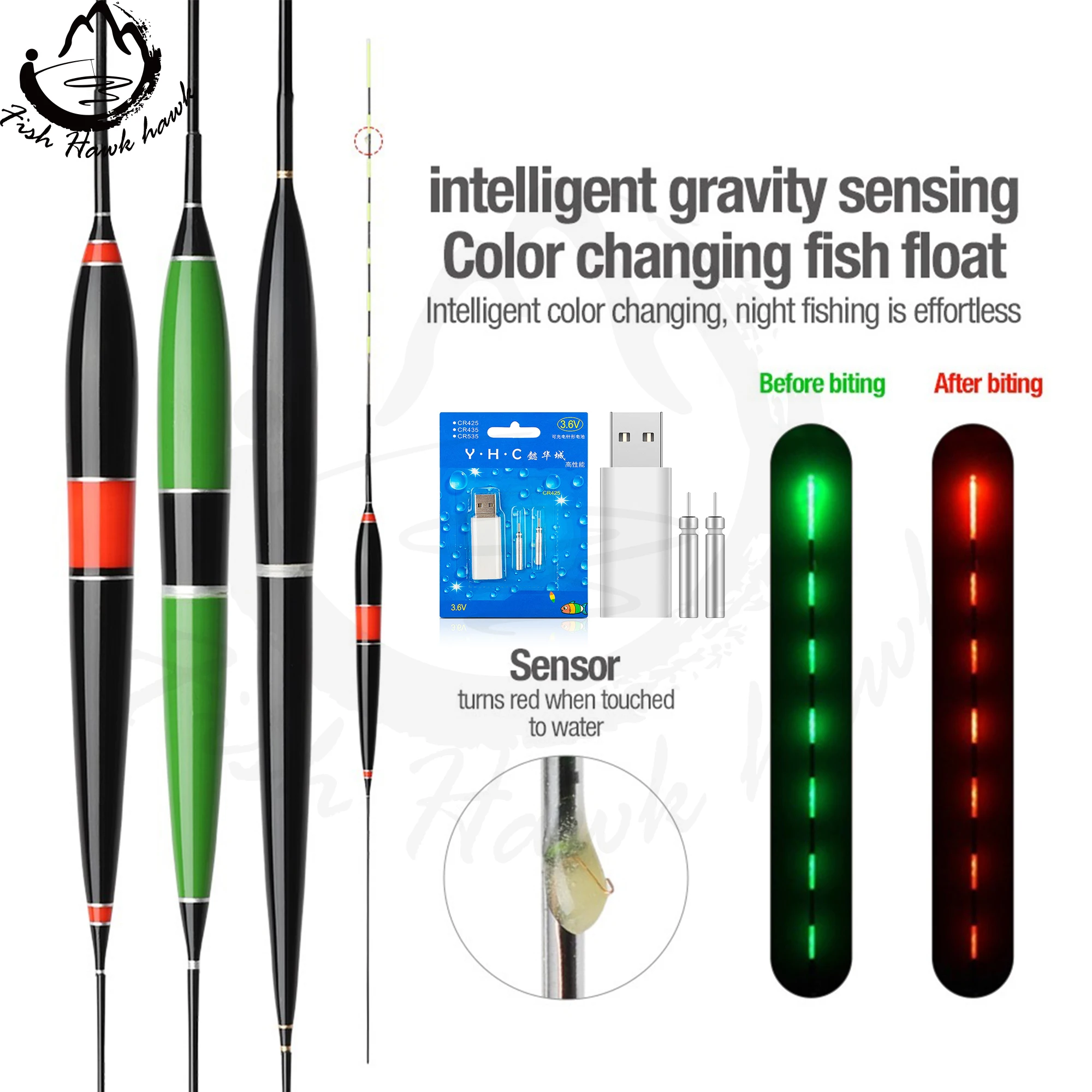 2022 Summer New Gravity Sensor Float Luminous Turn Red Fishing Float ...