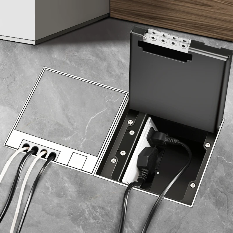 ZDR-130B Hidden Black Recessed Floor Socket - Stainless Steel